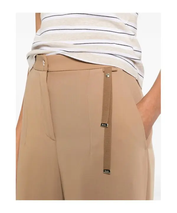 Herno Grosgrain-detail Slit-hem Trousers - Beige