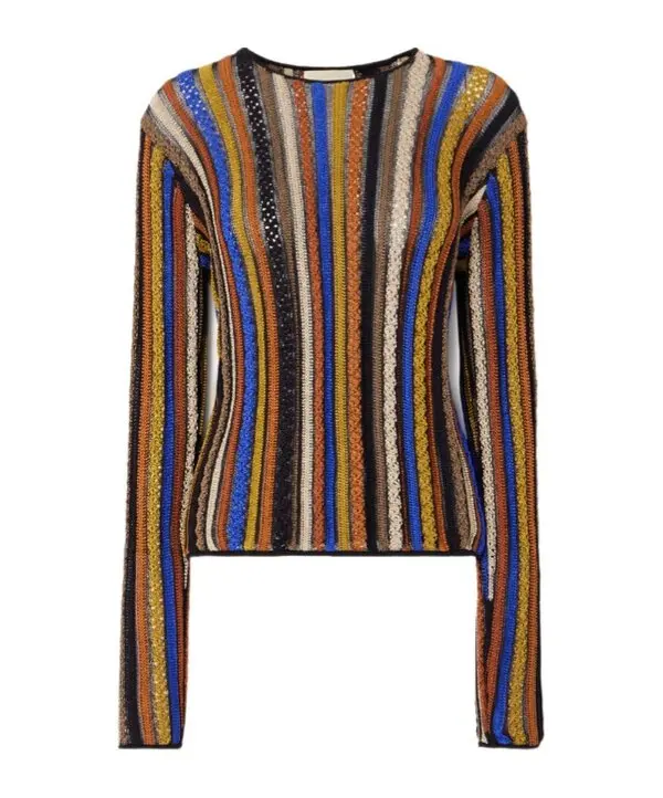 Ulla Johnson Ardith Striped Textured-knit Sweater - Brown