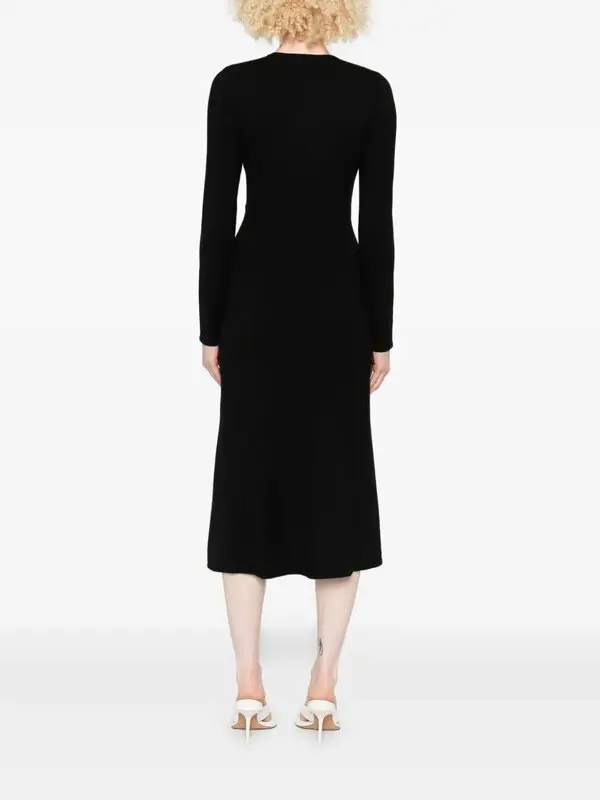 TWINSET Long-sleeved V-neck Midi Dress With Twist Detail