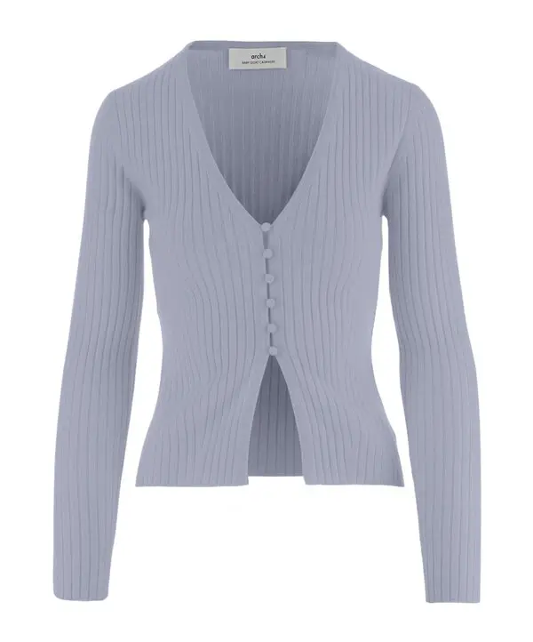 Arch4 Ribbed V-neck Cardigan Sweater