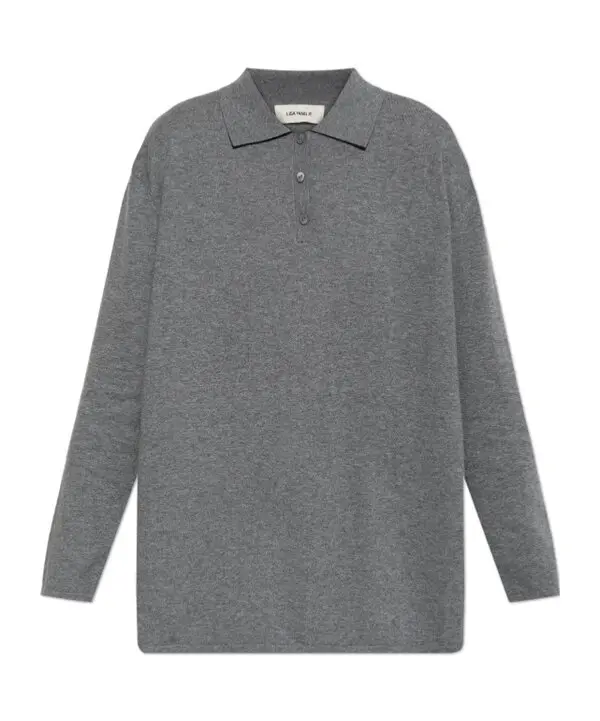 LISA YANG Buttoned Lapel Collar Polo Knitwear - Deep Cloud
