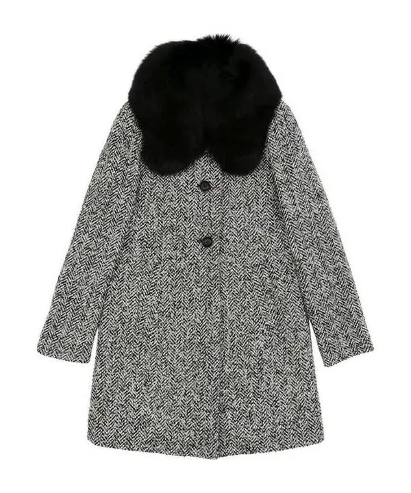 Max Mara Wool-blend Coat With Fur Collar