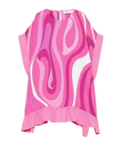 Emilio Pucci Printed Dress With Ruffled Hem - Pink