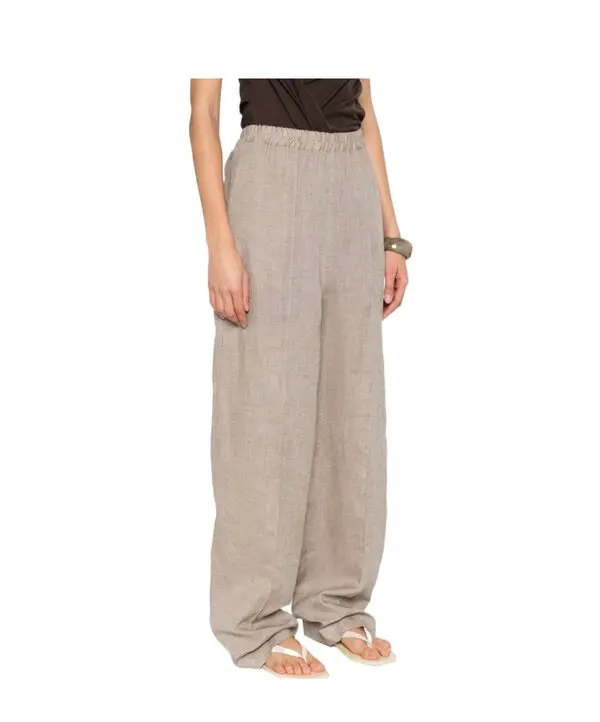 Fabiana Filippi Elastic Waist Casual Linen Pants - Nude