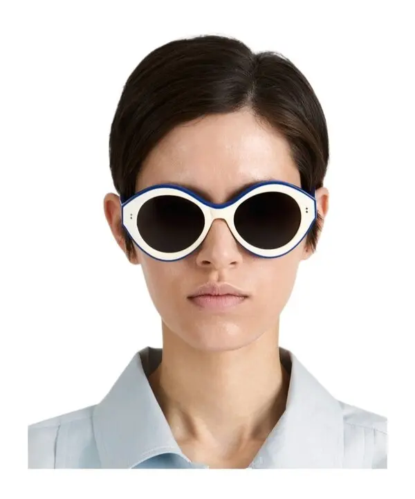 J.W.ANDERSON Oval-frame Tinted Sunglasses - White/blue