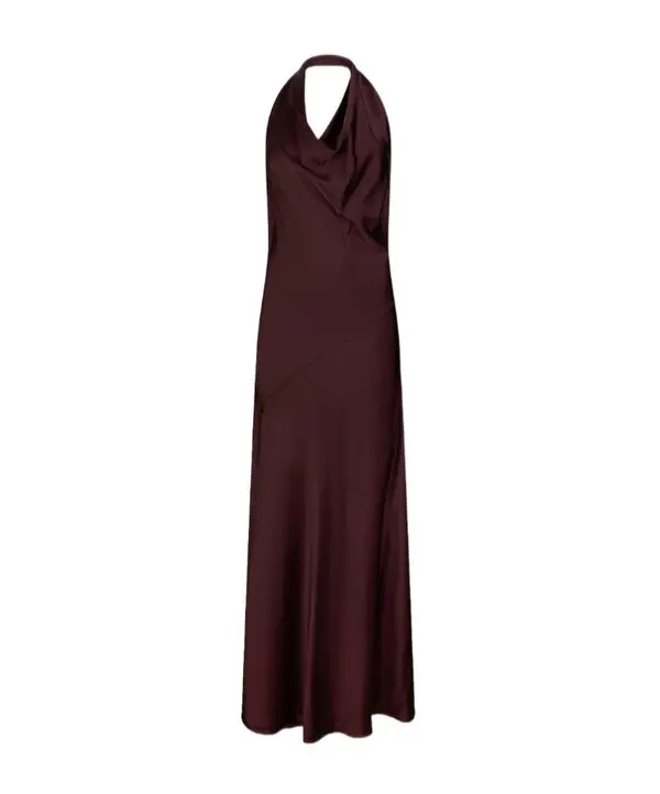 Liu Jo Long Satin Dress With Cowl Neck And Crossover Back Detail