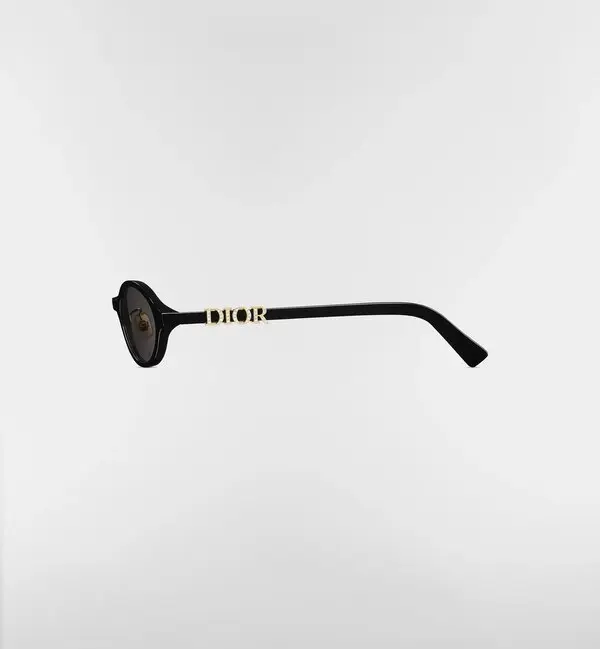 Dior Oval Full Rim Sunglasses With Embellished Logo - Black