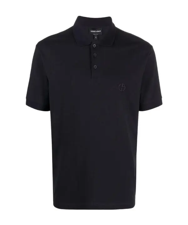 Giorgio Armani Logo Piqué Polo Shirt - Black