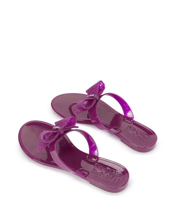FERRAGAMO Bow Detail Flat Thong Sandals