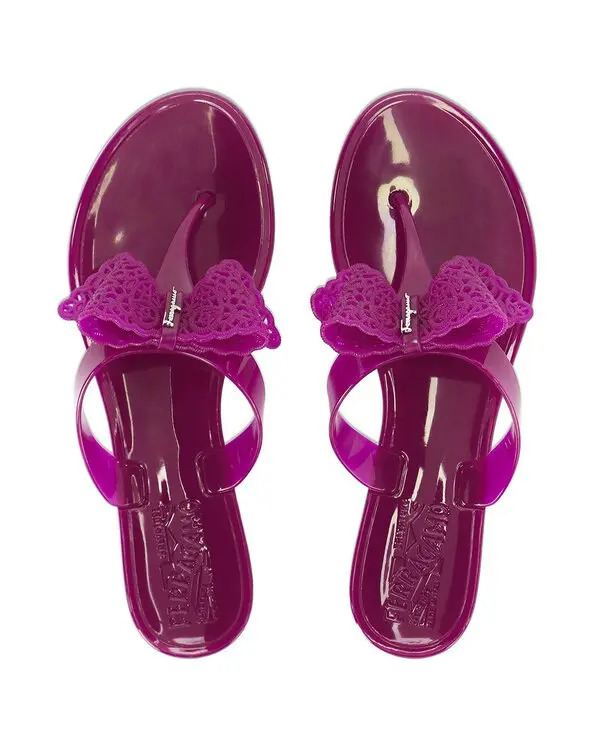 FERRAGAMO Bow Detail Flat Thong Sandals