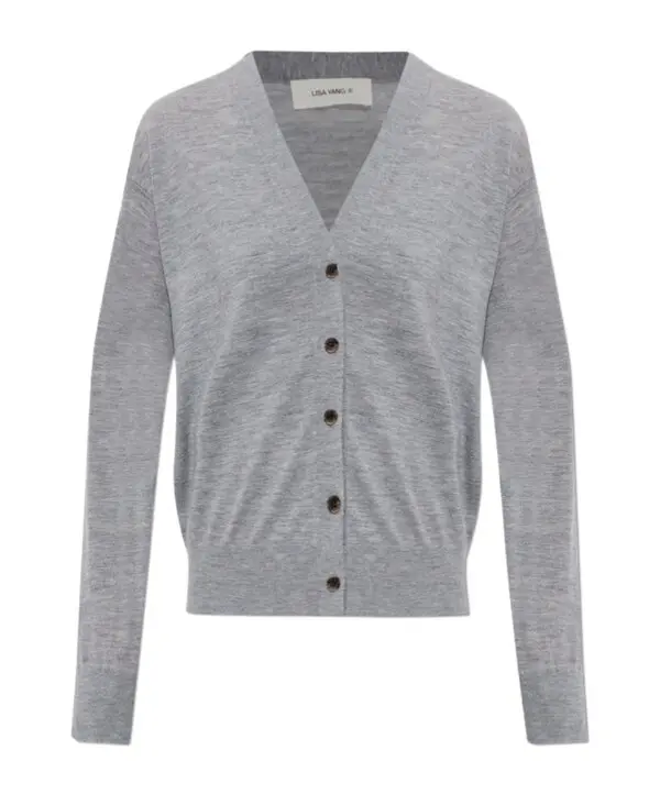 LISA YANG Buttoned V-neck Cardigan - Dark Mist