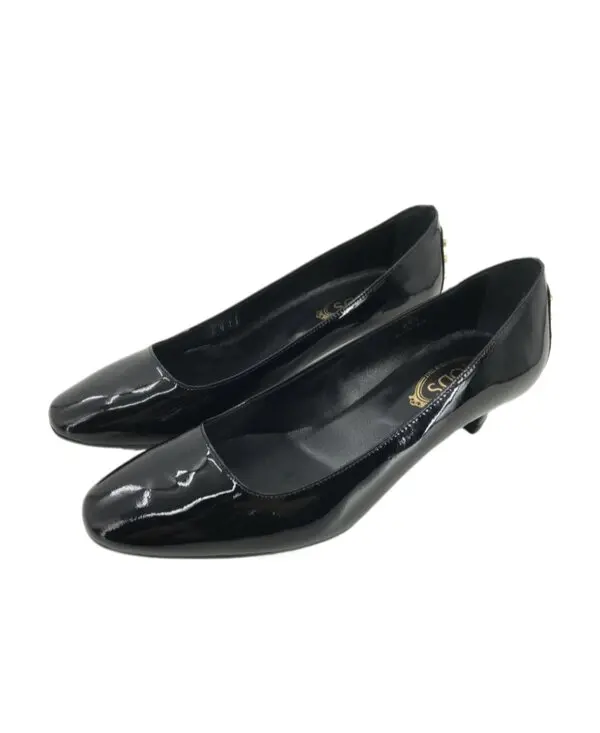 TOD'S Patent Leather Studded Detail Mid Heel Pumps