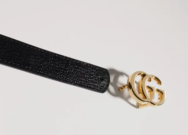 Gucci Reversible Gg Marmont Thin Belt - Black