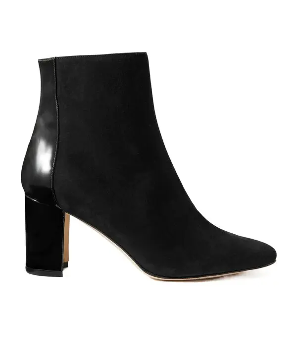 Manolo Blahnik Suede And Patent Leather Ankle Boots
