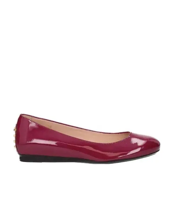 TOD'S Round Toe Ballet Flats With Studded Detail - Red