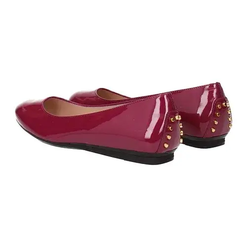 TOD'S Round Toe Ballet Flats With Studded Detail - Red