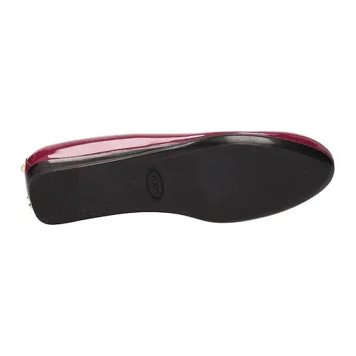 TOD'S Round Toe Ballet Flats With Studded Detail - Red