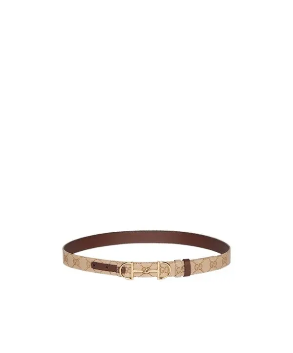 Gucci Reversible Horsebit Belt - Sand And Dark Brown