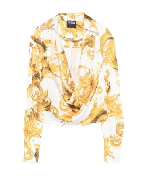 Versace Long-sleeve Baroque Print Blouse - White
