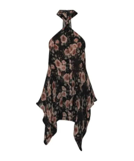 IRO PARIS Sleeveless Floral Print Halterneck Camisole - Black