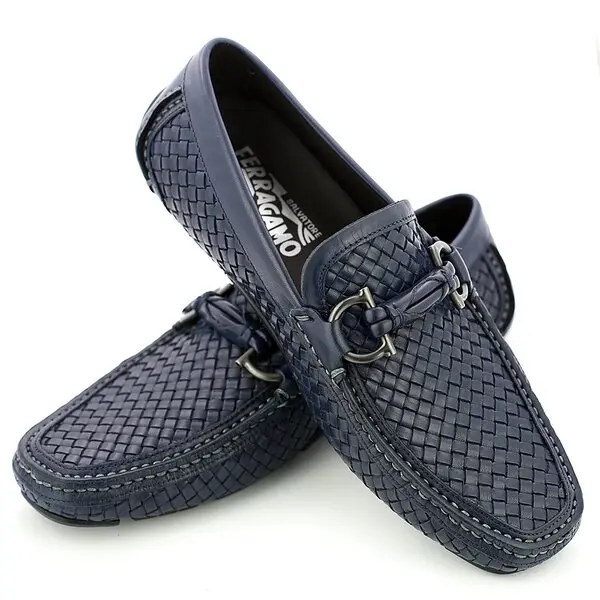 FERRAGAMO Woven Loafers - Black