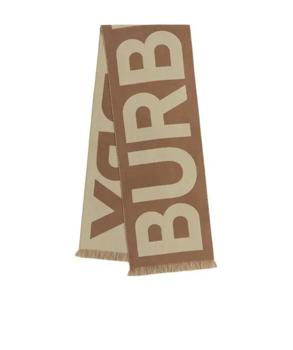 Burberry Two-toned Logo Intarsia Scarf - Brown