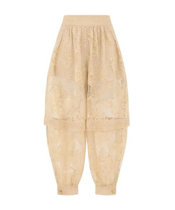 Zimmermann Luna Lace Floral Trousers - Cream