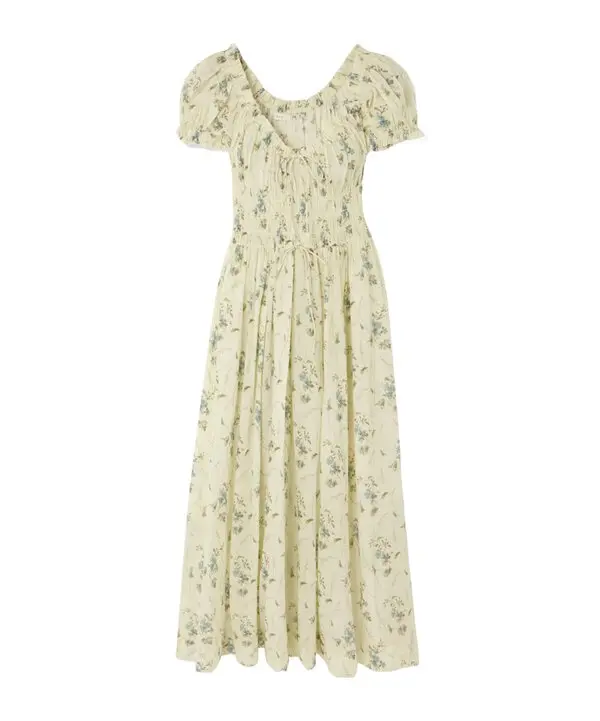 DÔEN Floral Print Cotton Voile Midi Dress - No