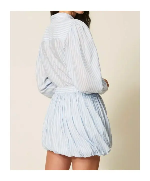 TWINSET Striped Gathered Mini Skirt