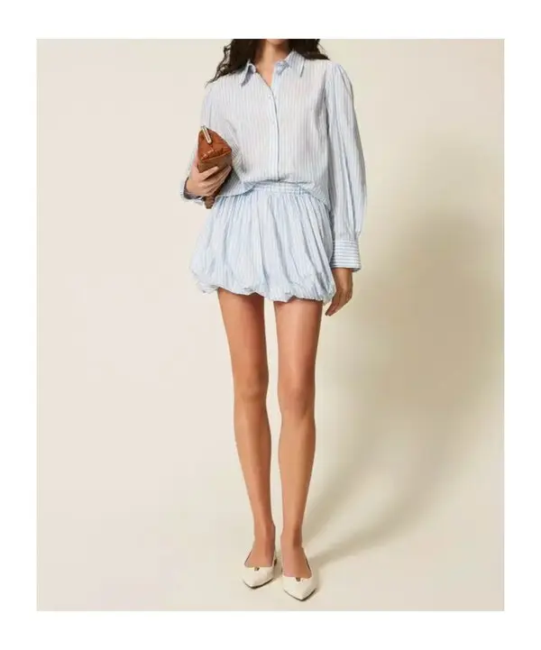 TWINSET Striped Gathered Mini Skirt