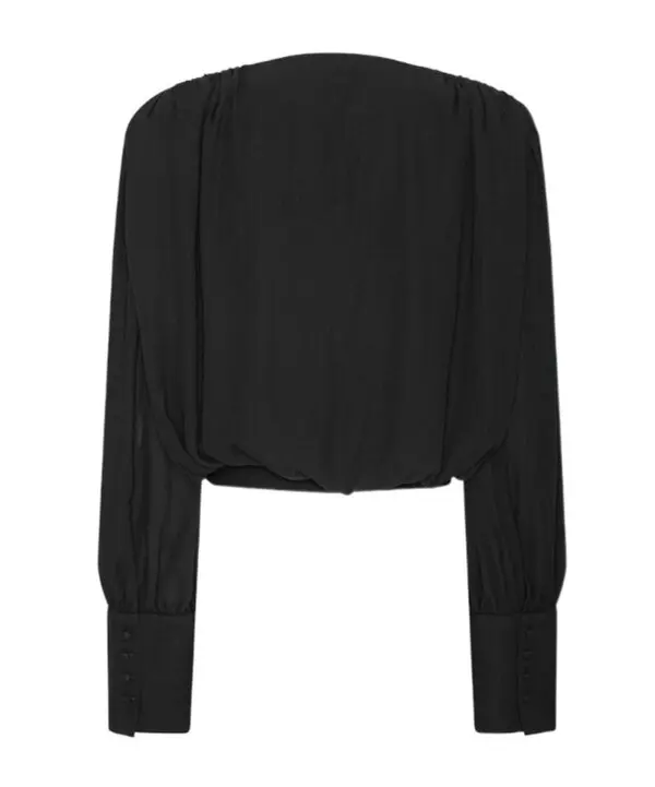 ROTATE BY BIRGER CHRISTENSEN Draped V-neck Knitted Top - Black