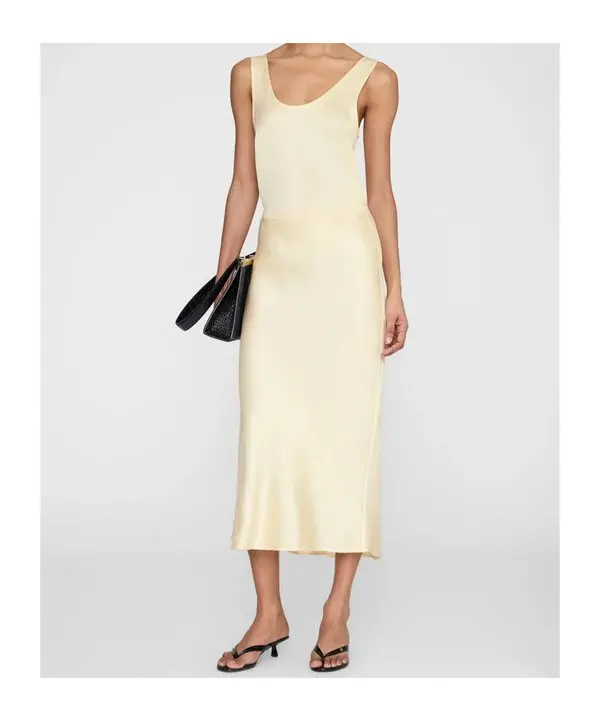 ANINE BING Bar Silk Midi Skirt - Nude