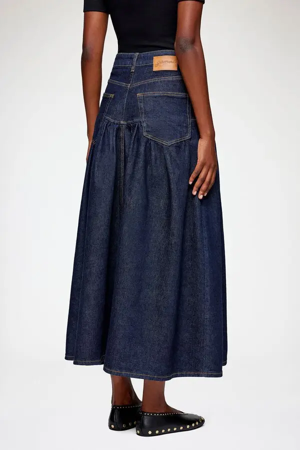 GANNI High-waist Denim Maxi Skirt With Belt Loops And Multiple Pockets