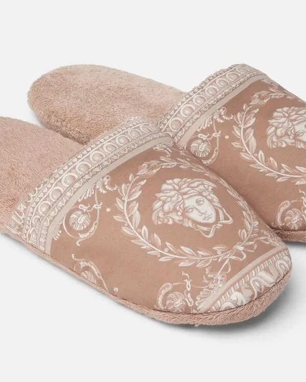 Versace Medusa Printed Slides - Beige
