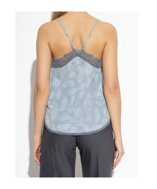 Zadig&Voltaire Christy Paisley-print Lace Top - Gray