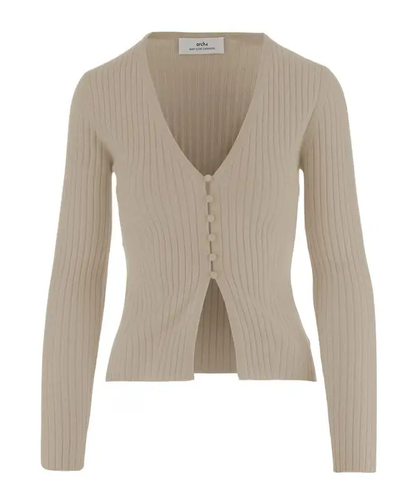 Arch4 Ribbed V-neck Knitted Sweater