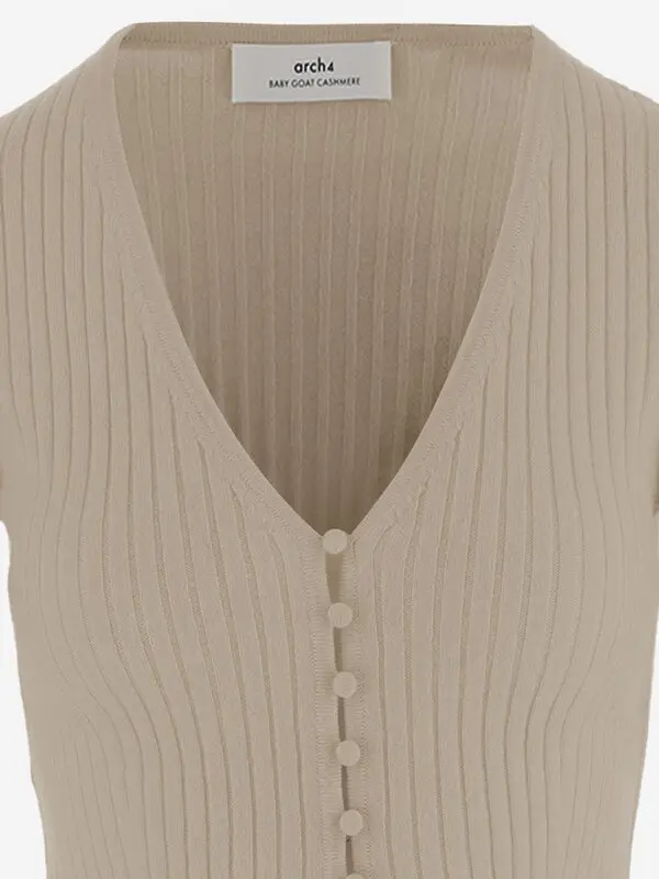 Arch4 Ribbed V-neck Knitted Sweater