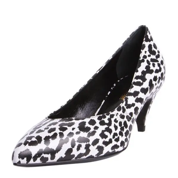 Saint Laurent Leopard Print Mid Heel Pumps - Black