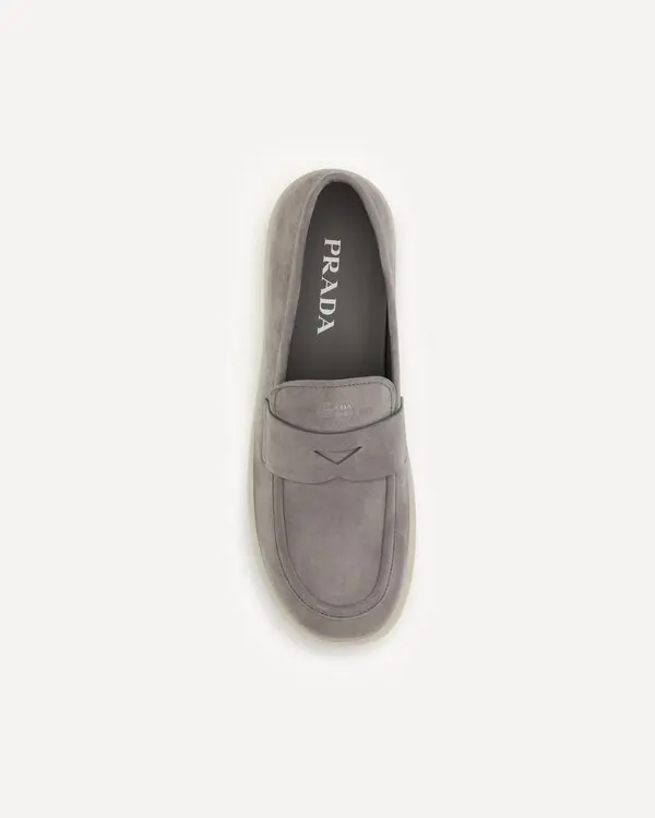 Prada Leather Loafers - Cloud Ash