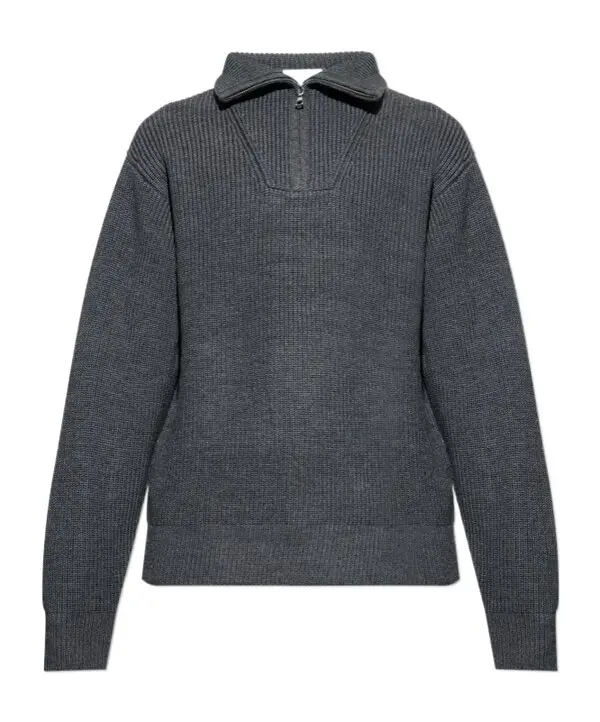 Officine Générale Long Sleeve Ribbed Sweater With High Collar