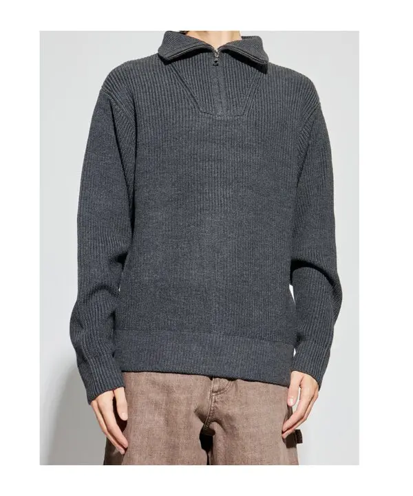 Officine Générale Long Sleeve Ribbed Sweater With High Collar