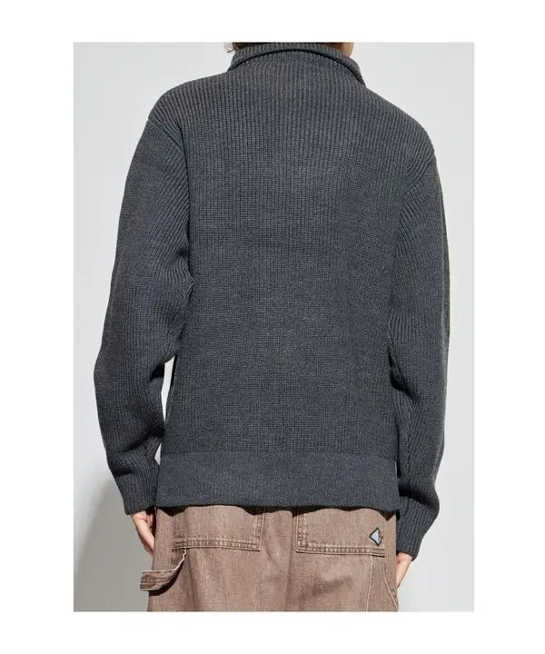 Officine Générale Long Sleeve Ribbed Sweater With High Collar