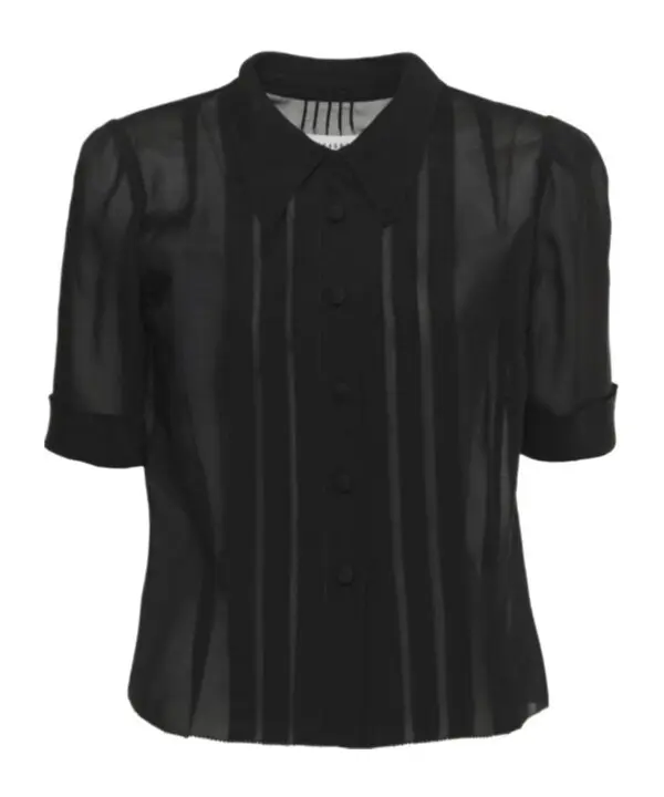 MAISON MARGIELA Sheer Pleated Button-up Shirt