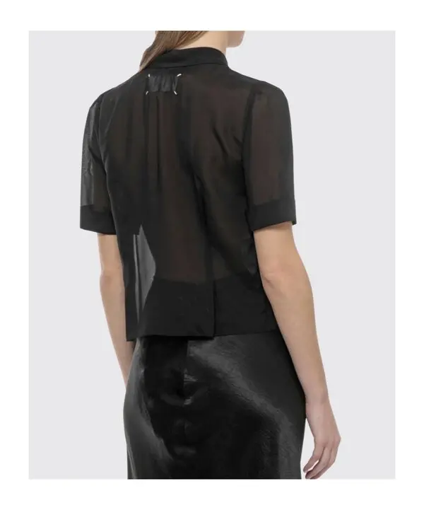 MAISON MARGIELA Sheer Pleated Button-up Shirt