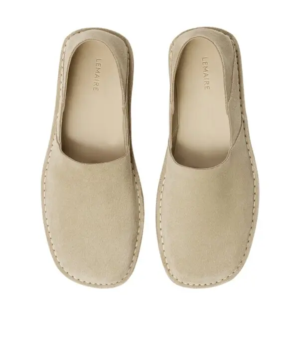 LEMAIRE Square-toe Suede Slip-on Loafers - Nude