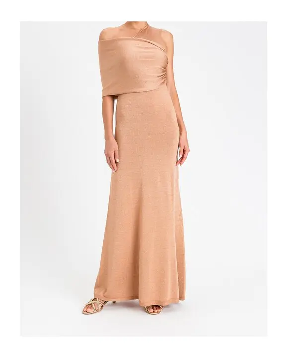 TWINSET Draped One-shoulder Maxi Dress - Nude