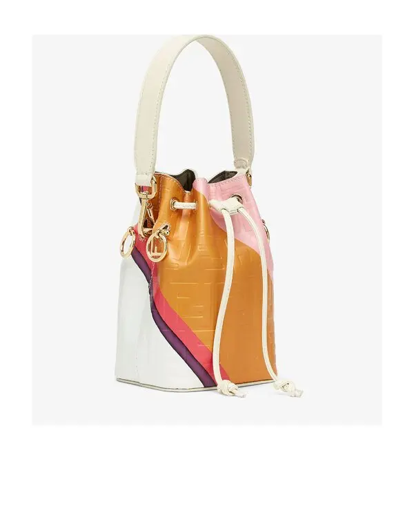 Fendi Leather Bucket Bag With Multicolour Print And Ff Pattern