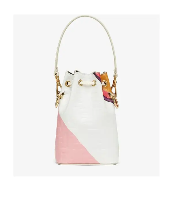 Fendi Leather Bucket Bag With Multicolour Print And Ff Pattern