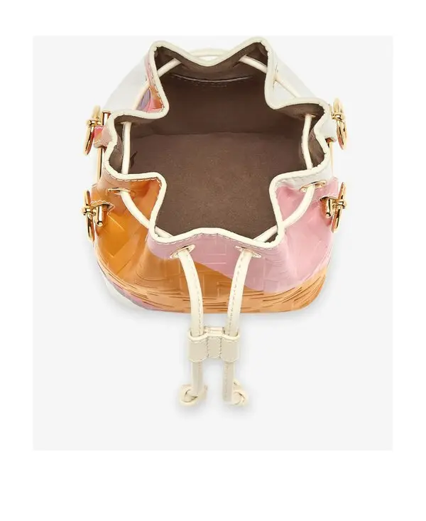 Fendi Leather Bucket Bag With Multicolour Print And Ff Pattern