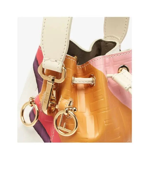 Fendi Leather Bucket Bag With Multicolour Print And Ff Pattern